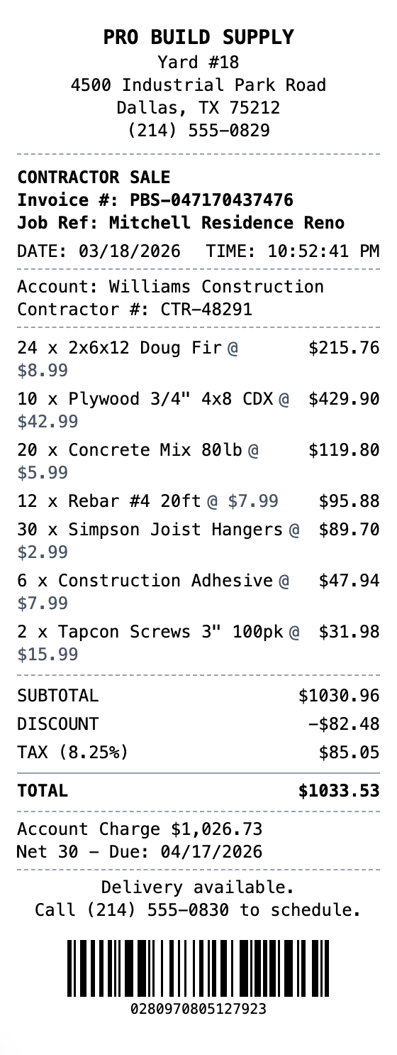 Building Supply Receipt Generator | MakeMyReceipt | MakeMyReceipt