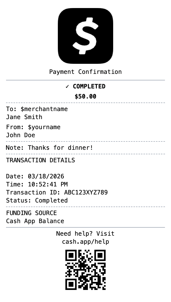 Cash App Receipt Generator | MakeMyReceipt | MakeMyReceipt