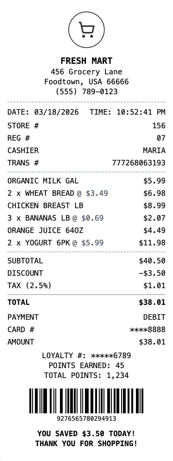 Grocery Receipt Generator | MakeMyReceipt | MakeMyReceipt