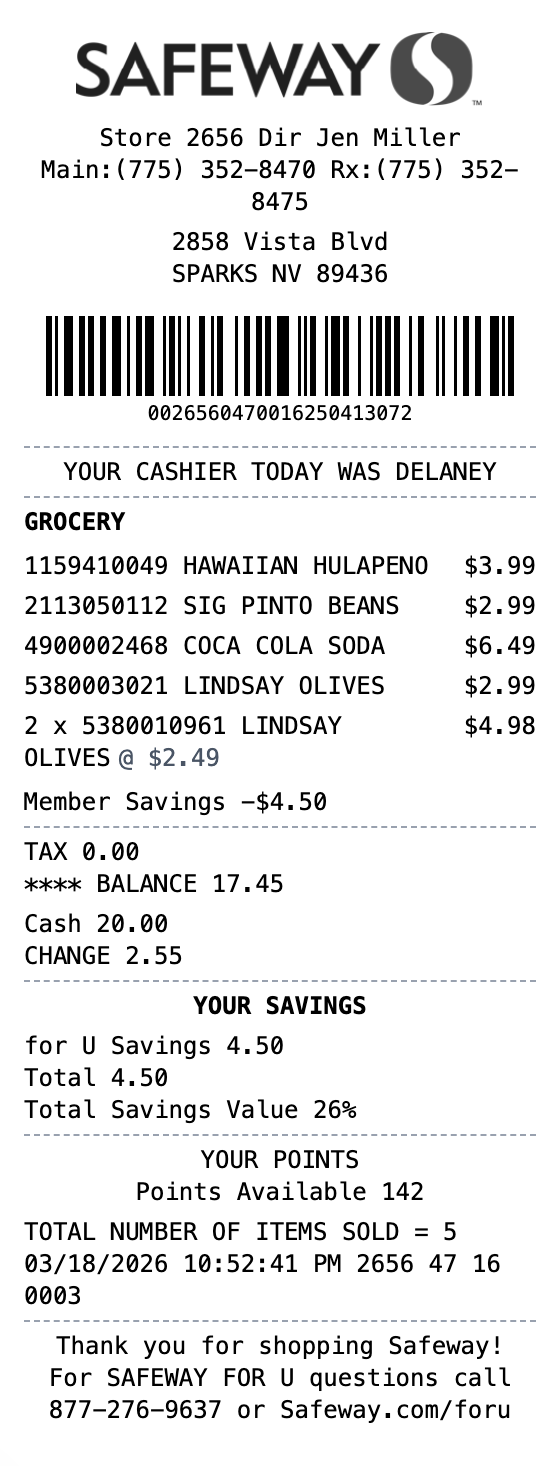 Safeway Receipt Generator | MakeMyReceipt | MakeMyReceipt