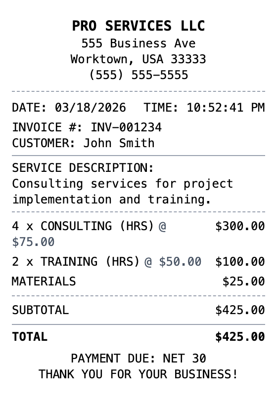 Service Receipt Generator | MakeMyReceipt | MakeMyReceipt